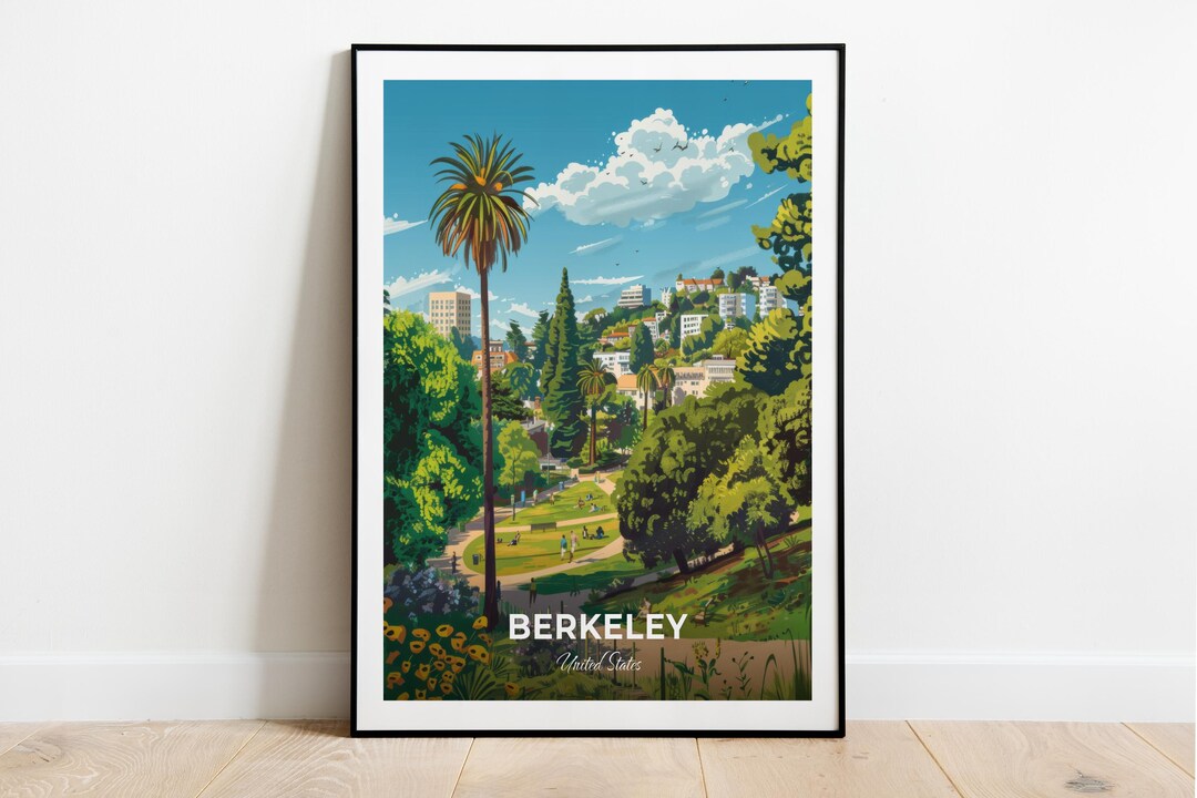 Berkeley Travel Poster, Cesar Chavez Park, City Print, Cityscape ...