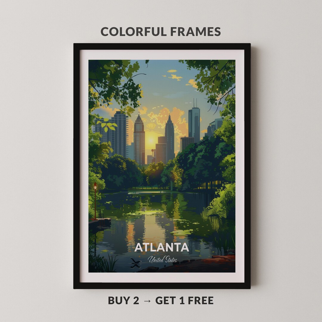 Atlanta Travel Poster Piedmont Park Wall Art Print United States Poster ...