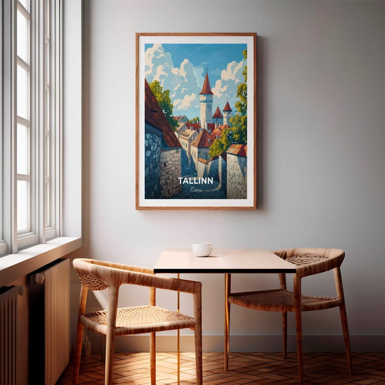 Tallinn Travel Poster Toompea Castle Wall Art Print Estonia Poster City ...