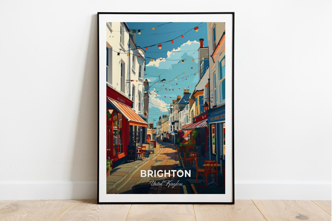 Brighton Travel Poster, North Laine, City Print, Cityscape Artwork ...