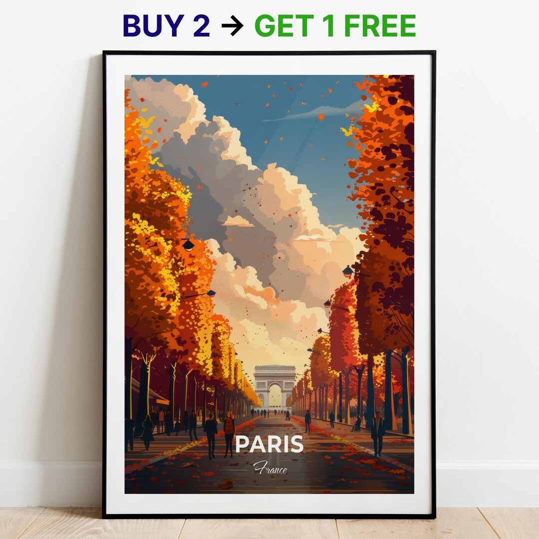 Paris Travel Poster Champs-Élysées Wall Art Print France Poster City ...