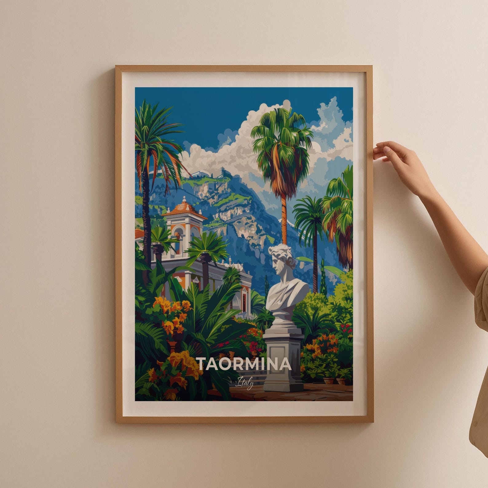 Taormina Travel Poster Public Garden of Taormina Wall Art Print Italy ...