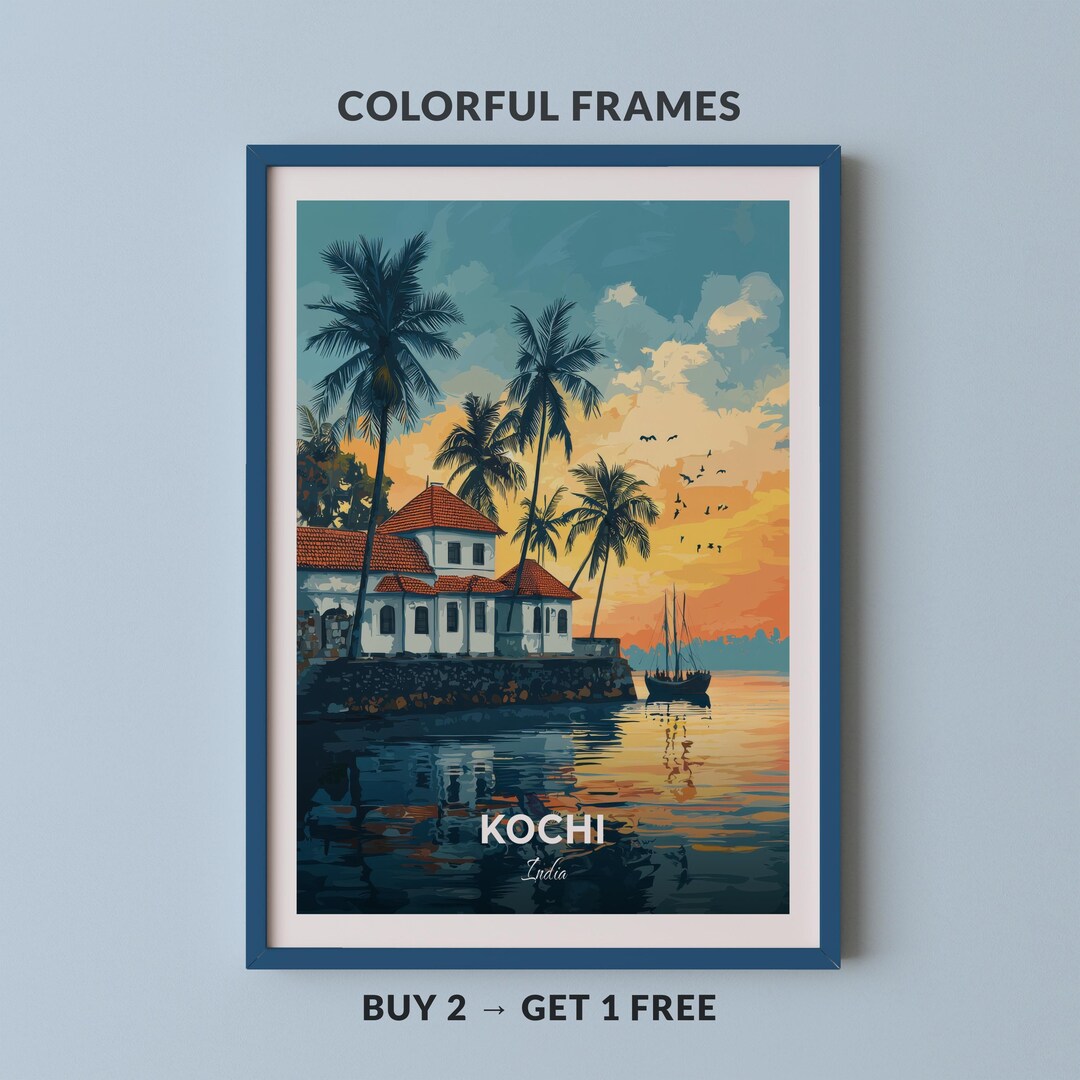 Kochi Travel Poster Fort Kochi Wall Art Print India Poster City Print ...