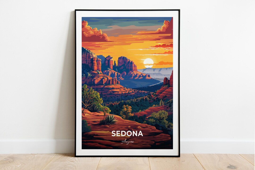 Sedona Travel Poster, Cathedral Rock, City Print, Cityscape Artwork ...