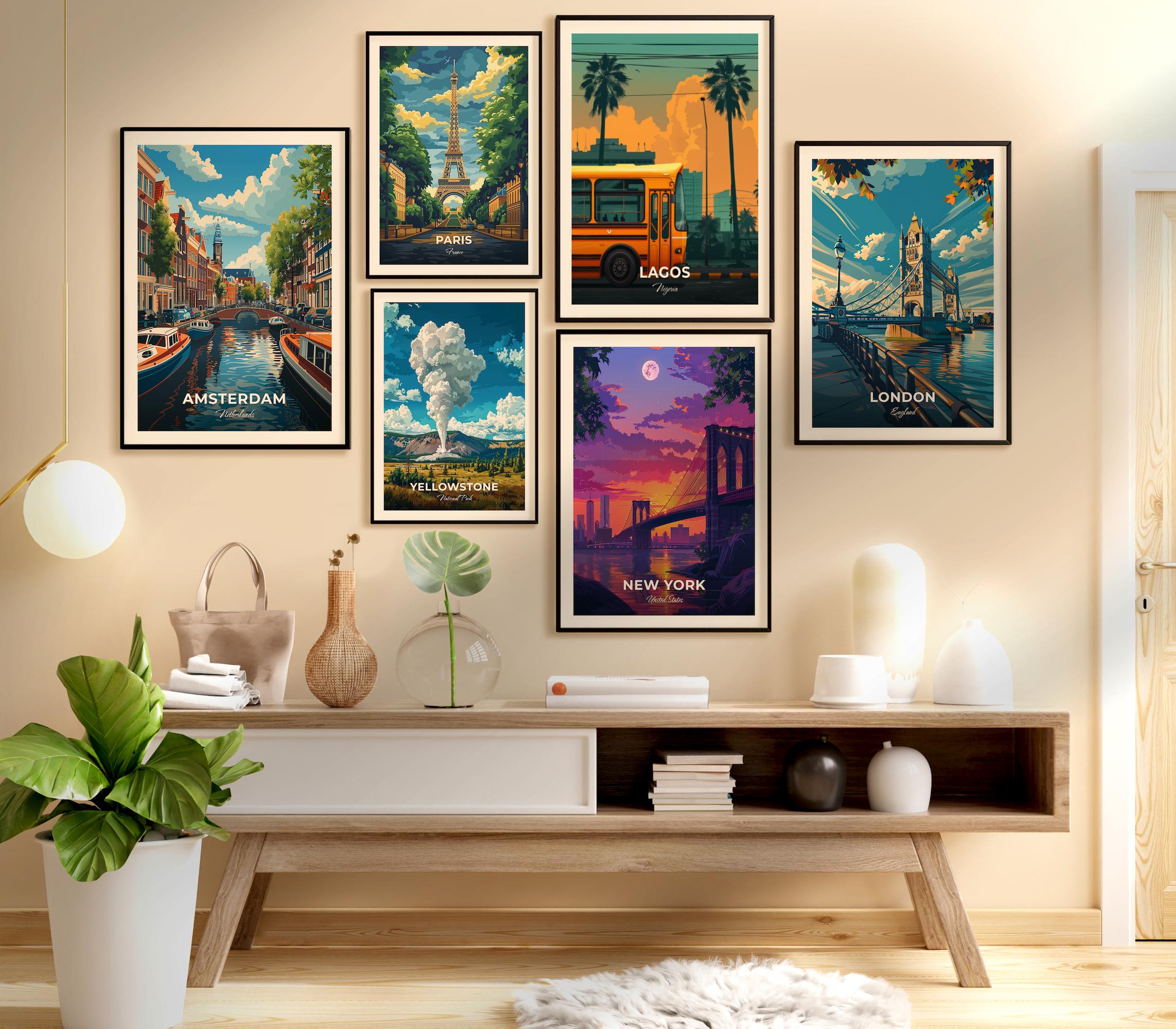 Lagos Travel Poster Iconic Danfo Buses Wall Art Print Nigeria Poster ...