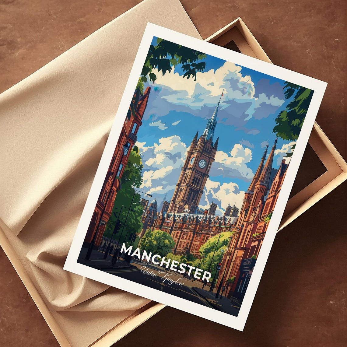 Manchester Travel Poster Manchester Town Hall Wall Art Print United ...