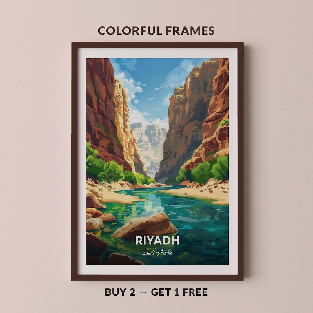 Riyadh Travel Poster Wadi Hanifah Wall Art Print Saudi Arabia Poster ...