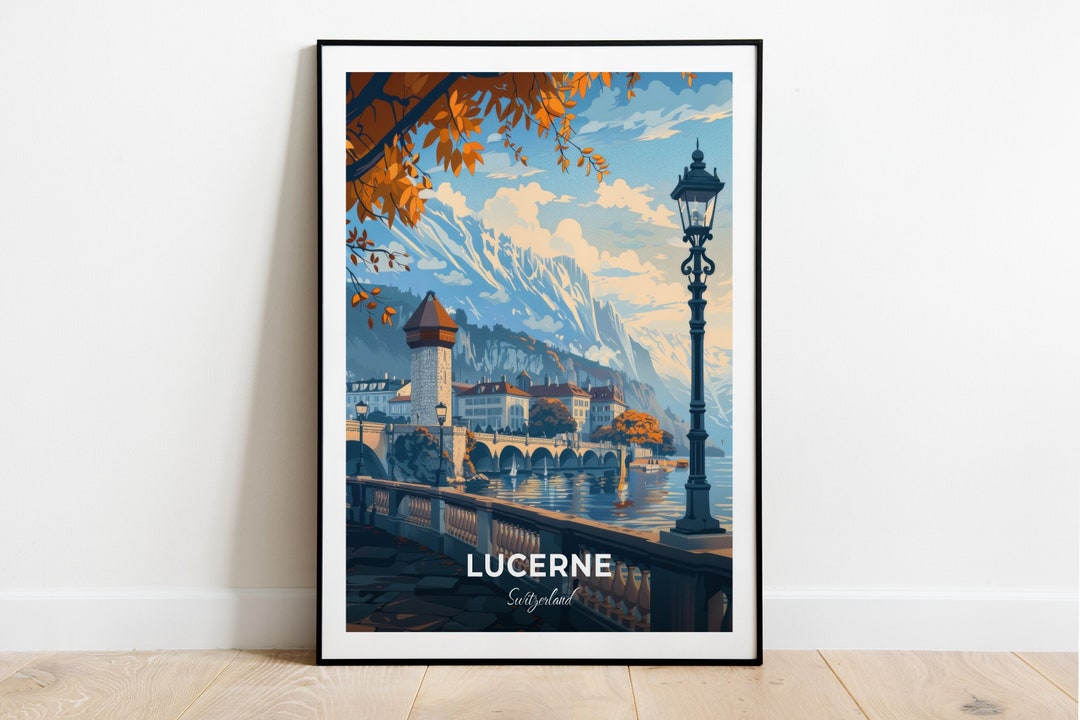 Lucerne Travel Poster, Lion Monument, City Print, Cityscape Artwork ...