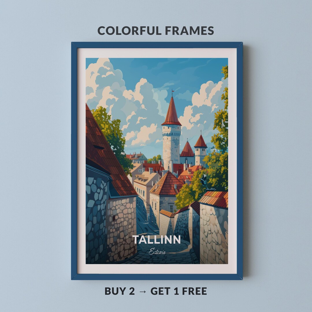 Tallinn Travel Poster Toompea Castle Wall Art Print Estonia Poster City ...