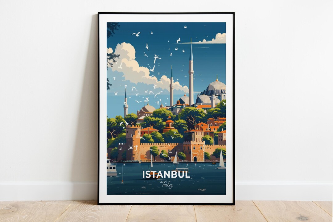 Istanbul Travel Poster, Topkapi Palace, City Print, Cityscape Artwork ...