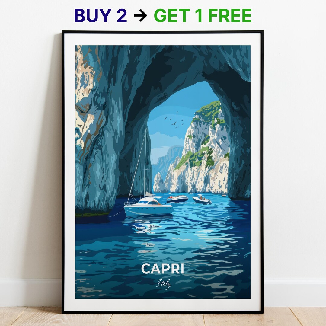 Capri Travel Poster Blue Grotto Wall Art Print Italy Poster City Print ...