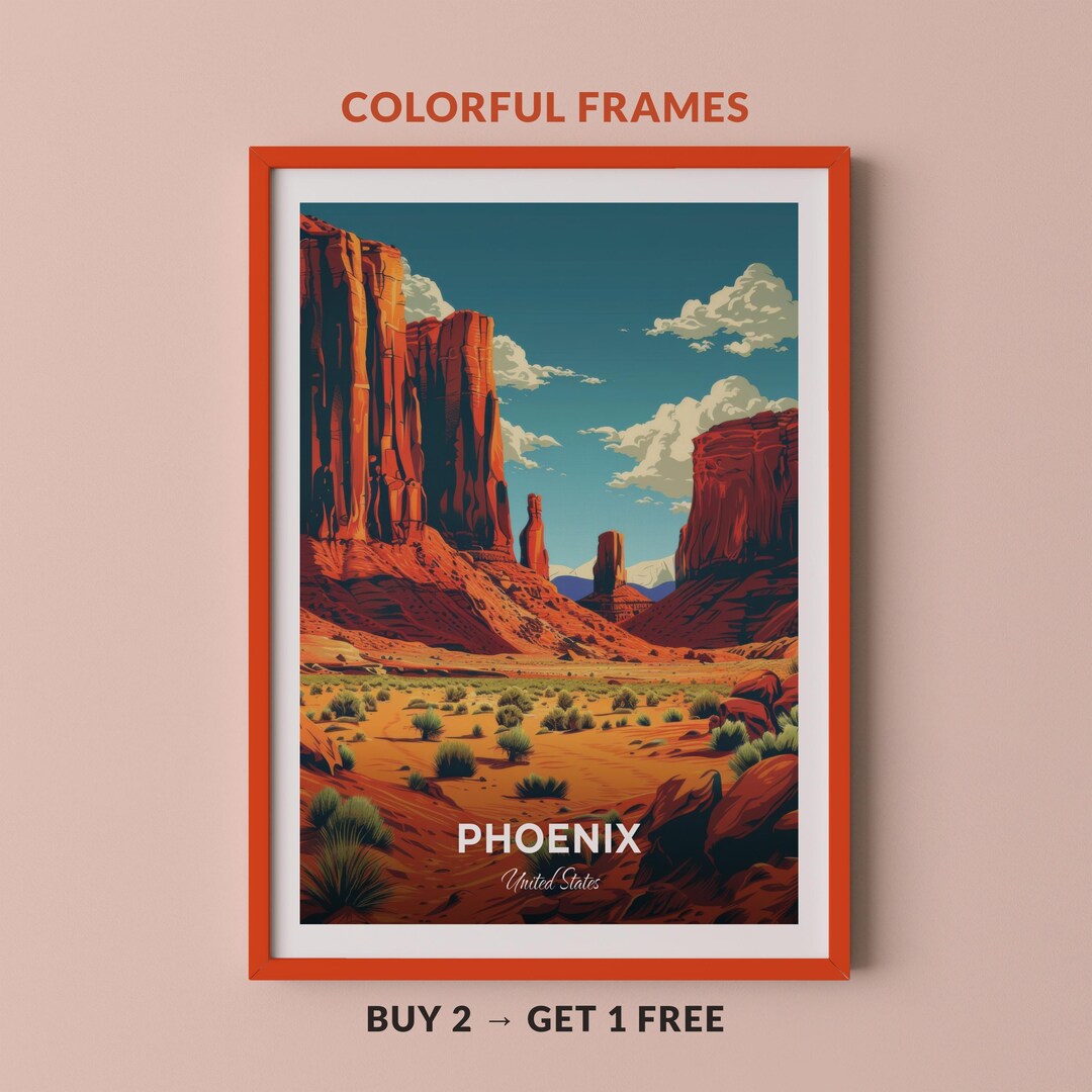 Phoenix Travel Poster Papago Park Wall Art Print United States Poster ...