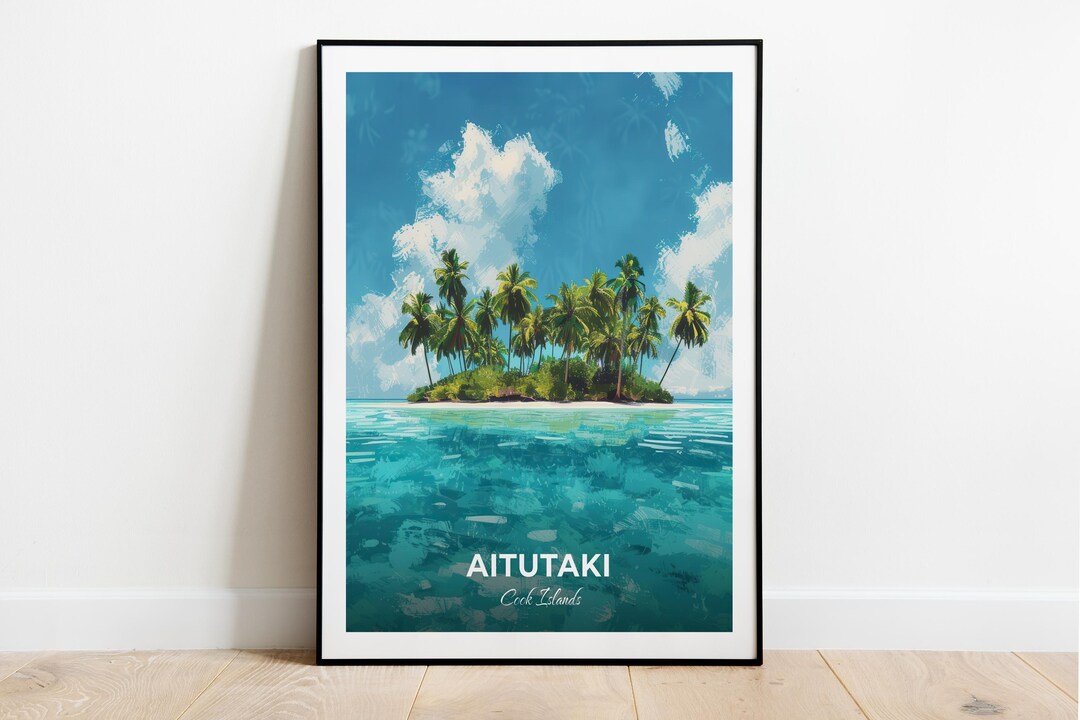 Aitutaki Travel Poster, Tekopua Island, City Print, Cityscape Artwork ...