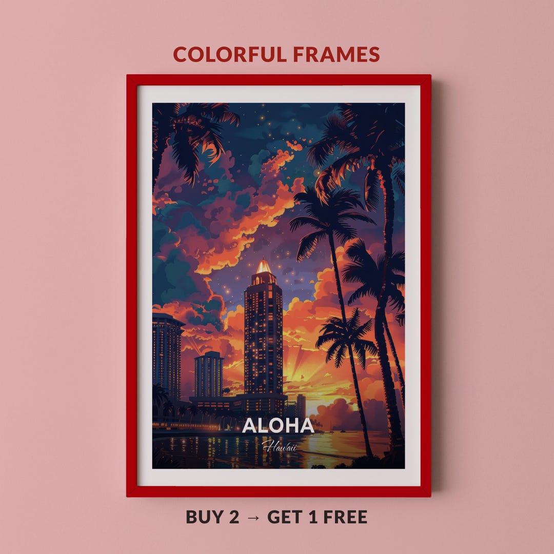 Aloha Travel Poster Aloha Tower Wall Art Print Hawaii Poster City Print ...