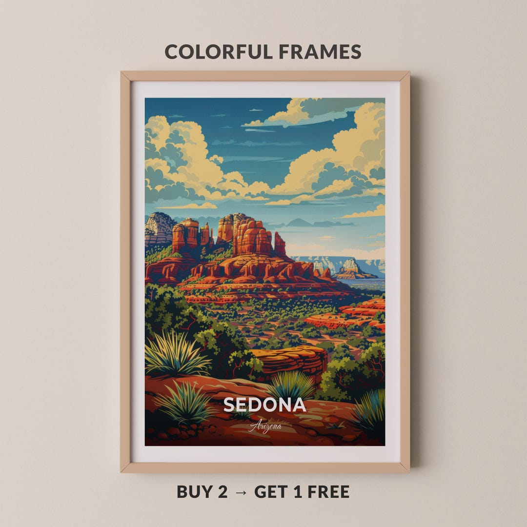 Sedona Travel Poster Bell Rock Wall Art Print Arizona Poster City Print ...