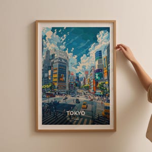 Tokyo Travel Poster, Shibuya Crossing, City Print, Cityscape Artwork ...