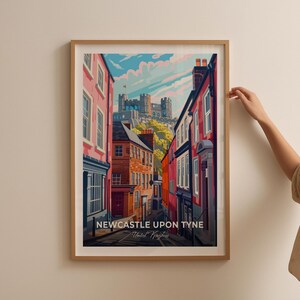 Newcastle Upon Tyne Travel Poster, Castle Keep, City Print, Cityscape ...