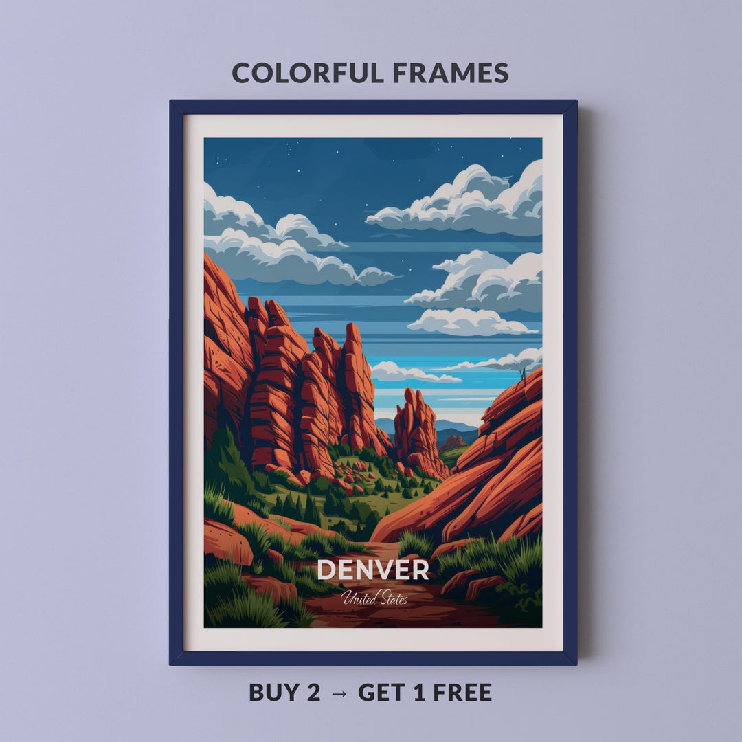 Denver Travel Poster Red Rocks Park and Amphitheatre Wall Art Print ...