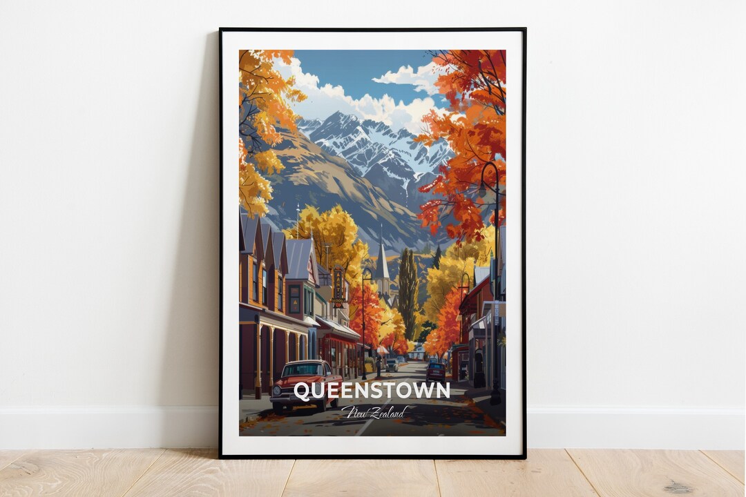 Queenstown Travel Poster, Arrowtown, City Print, Cityscape Artwork ...