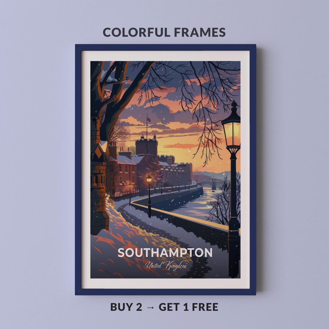 Southampton Travel Poster Southampton Town Walls Wall Art Print United ...