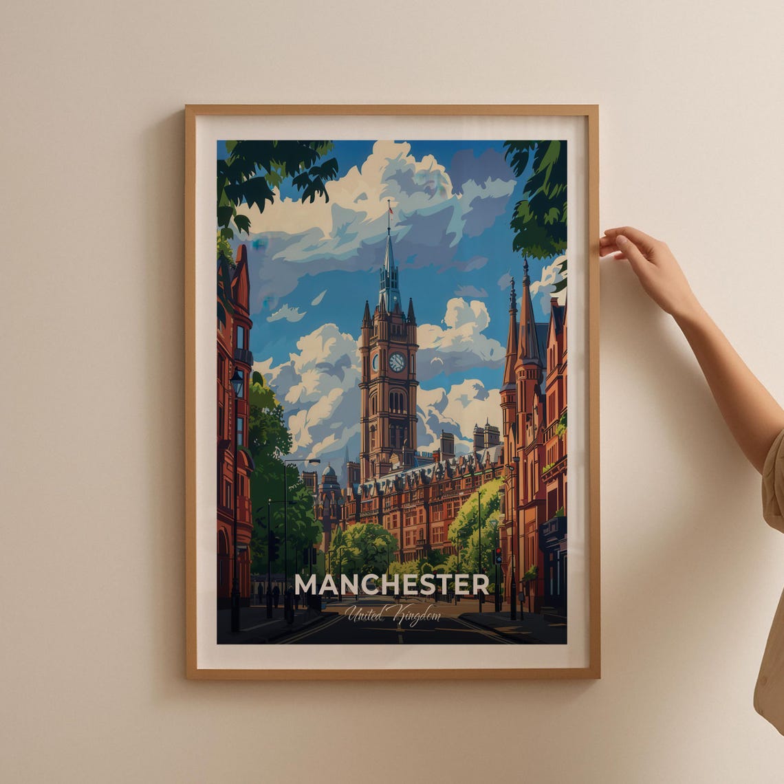 Manchester Travel Poster Manchester Town Hall Wall Art Print United ...