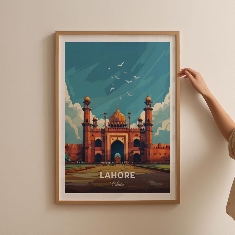 Lahore Travel Poster Lahore Fort Wall Art Print Pakistan Poster City ...