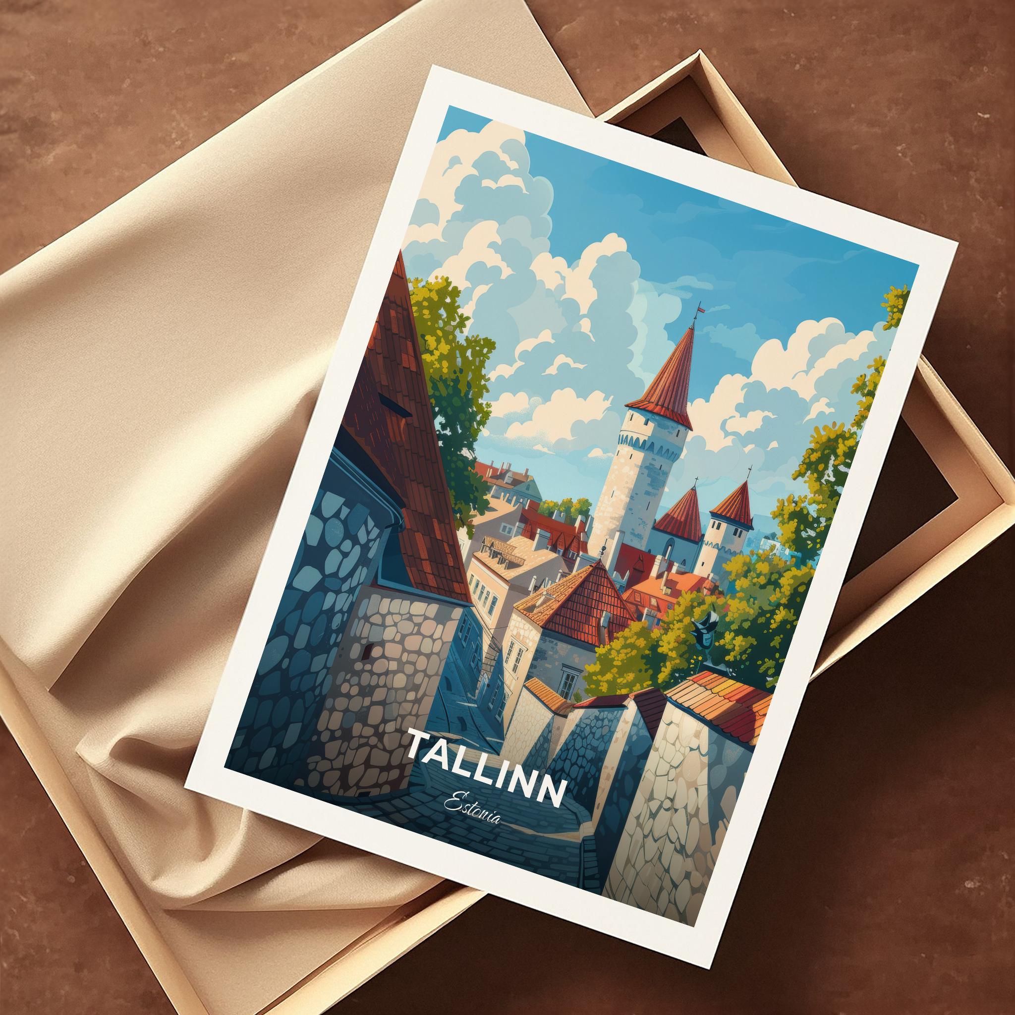 Tallinn Travel Poster Toompea Castle Wall Art Print Estonia Poster City ...