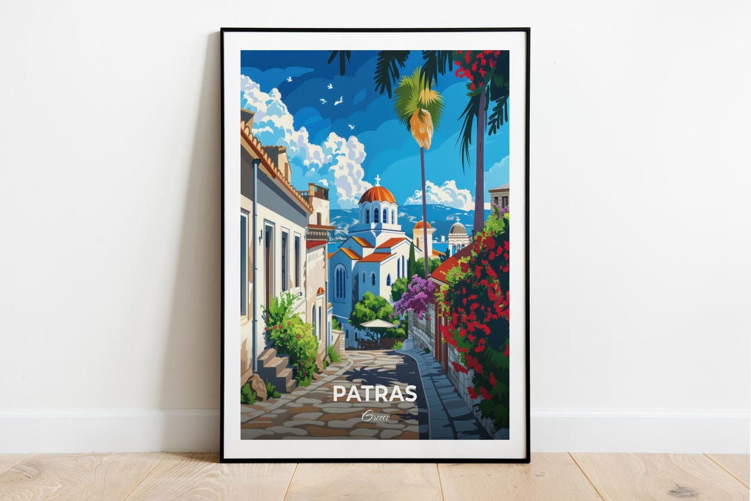 Patras Travel Poster, St. Andrew's Cathedral, City Print, Cityscape ...