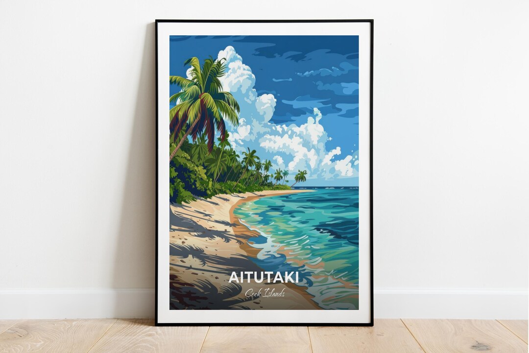 Aitutaki Travel Poster, Maina Island, City Print, Cityscape Artwork ...