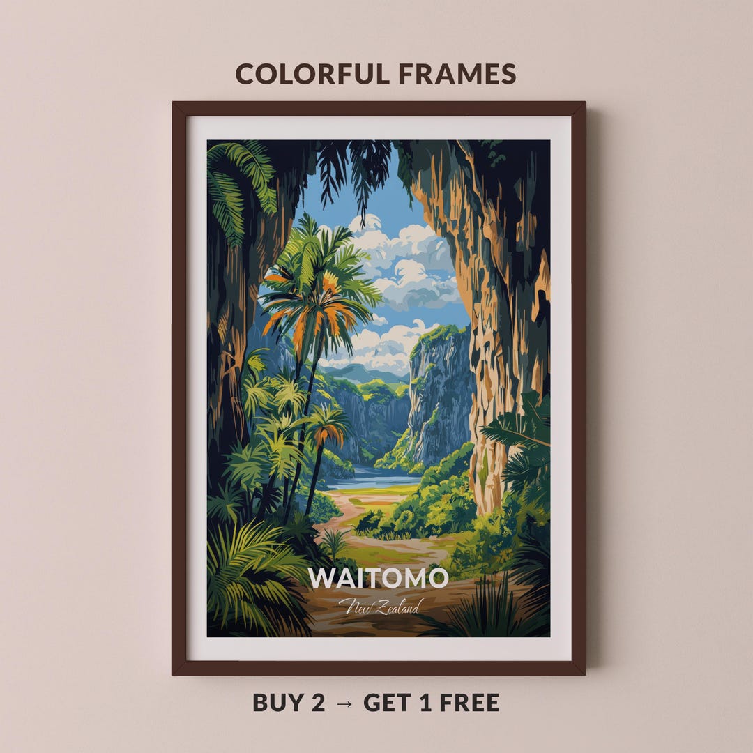 Waitomo Travel Poster Waitomo Caves Wall Art Print New Zealand Poster ...