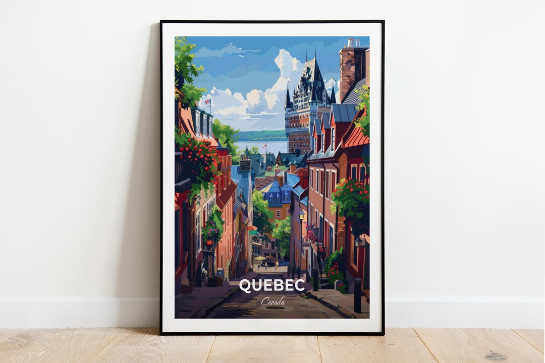 Quebec Travel Poster, Old Quebec, City Print, Cityscape Artwork ...