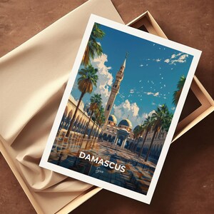Damascus Travel Poster, Umayyad Mosque, City Print, Cityscape Artwork ...