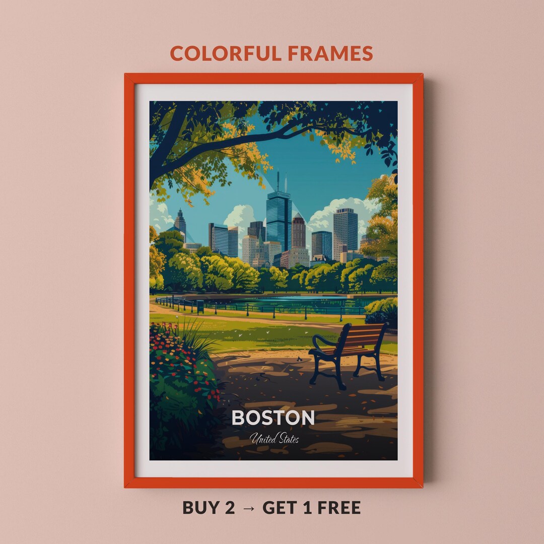 Boston Travel Poster Boston Common Wall Art Print United States Poster ...