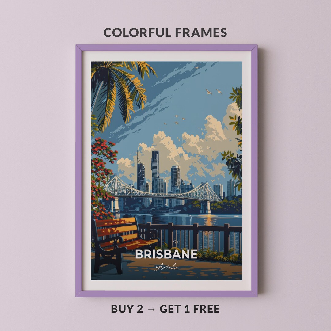 Brisbane Travel Poster Story Bridge Wall Art Print Australia Poster ...