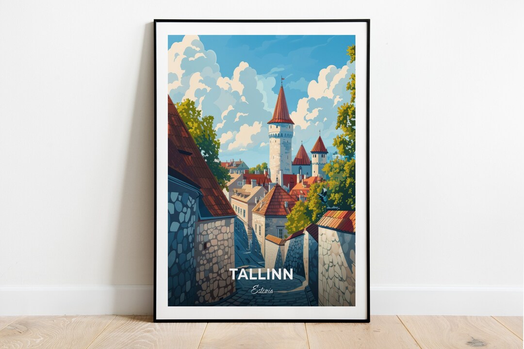 Tallinn Travel Poster, Toompea Castle, City Print, Cityscape Artwork ...