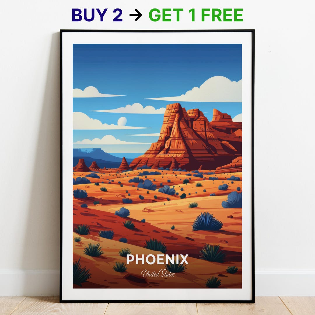 Phoenix Travel Poster Papago Park Wall Art Print United States Poster ...