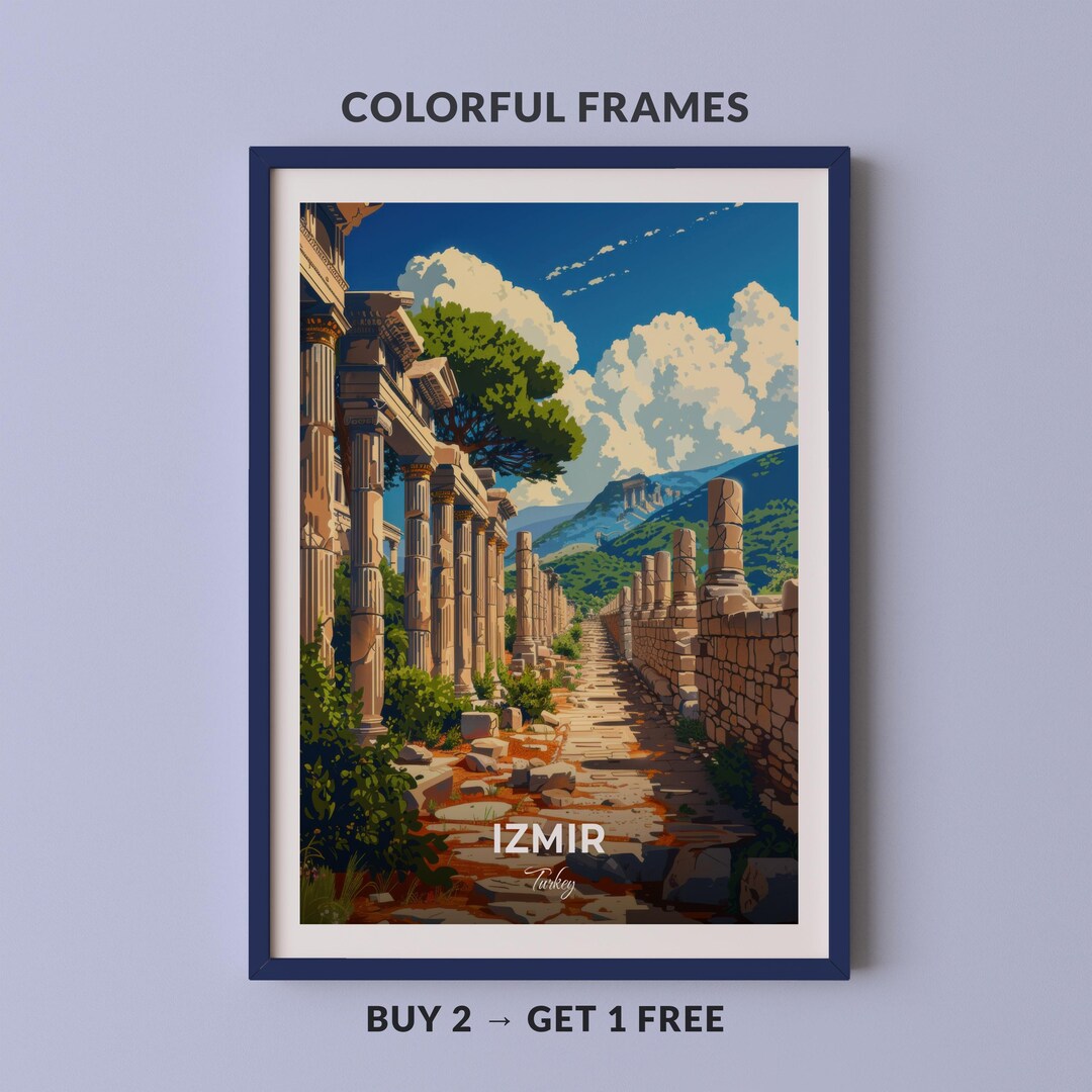 Izmir Travel Poster Ephesus Ancient City Wall Art Print Turkey Poster ...