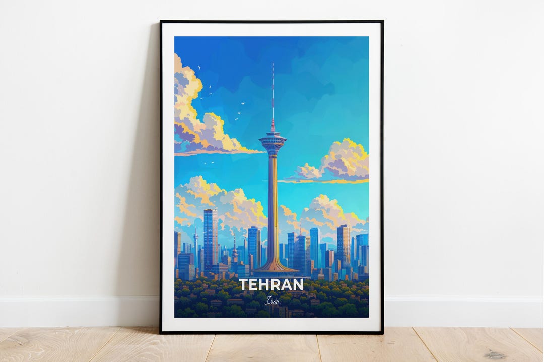Tehran Travel Poster, Milad Tower, City Print, Cityscape Artwork ...