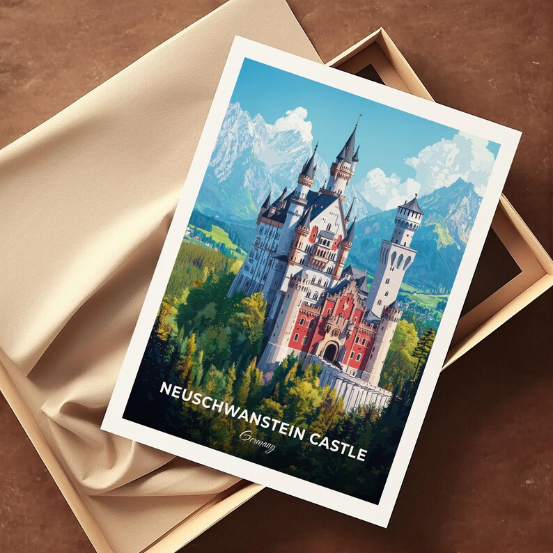 Neuschwanstein Castle Travel Poster Neuschwanstein Castle Germany Wall ...
