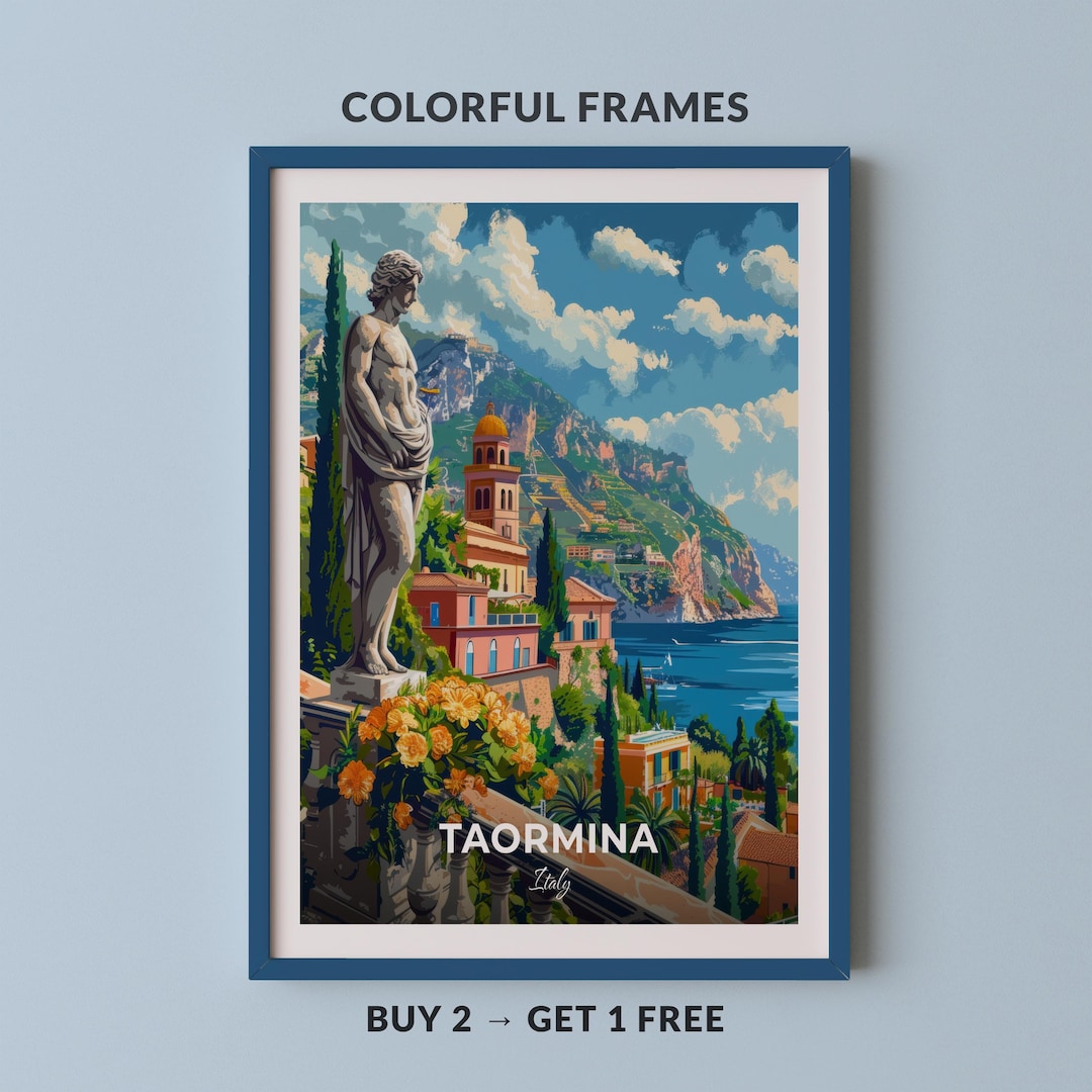 Taormina Travel Poster Public Garden of Taormina Wall Art Print Italy ...