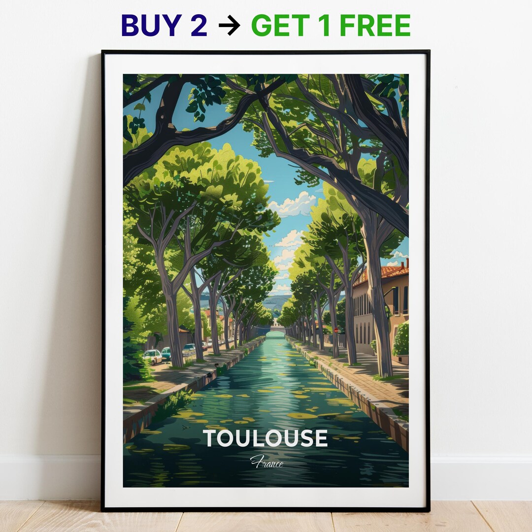 Toulouse Travel Poster Canal Du Midi Wall Art Print France Poster City ...