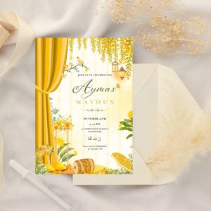 Elegant Floral Mayoun Invitation Template, Moroccan Mehndi Invite ...