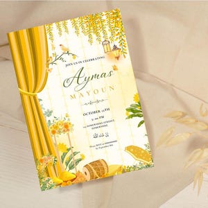 Elegant Floral Mayoun Invitation Template, Moroccan Mehndi Invite ...