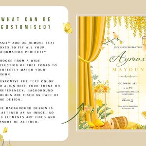 Elegant Floral Mayoun Invitation Template, Moroccan Mehndi Invite ...