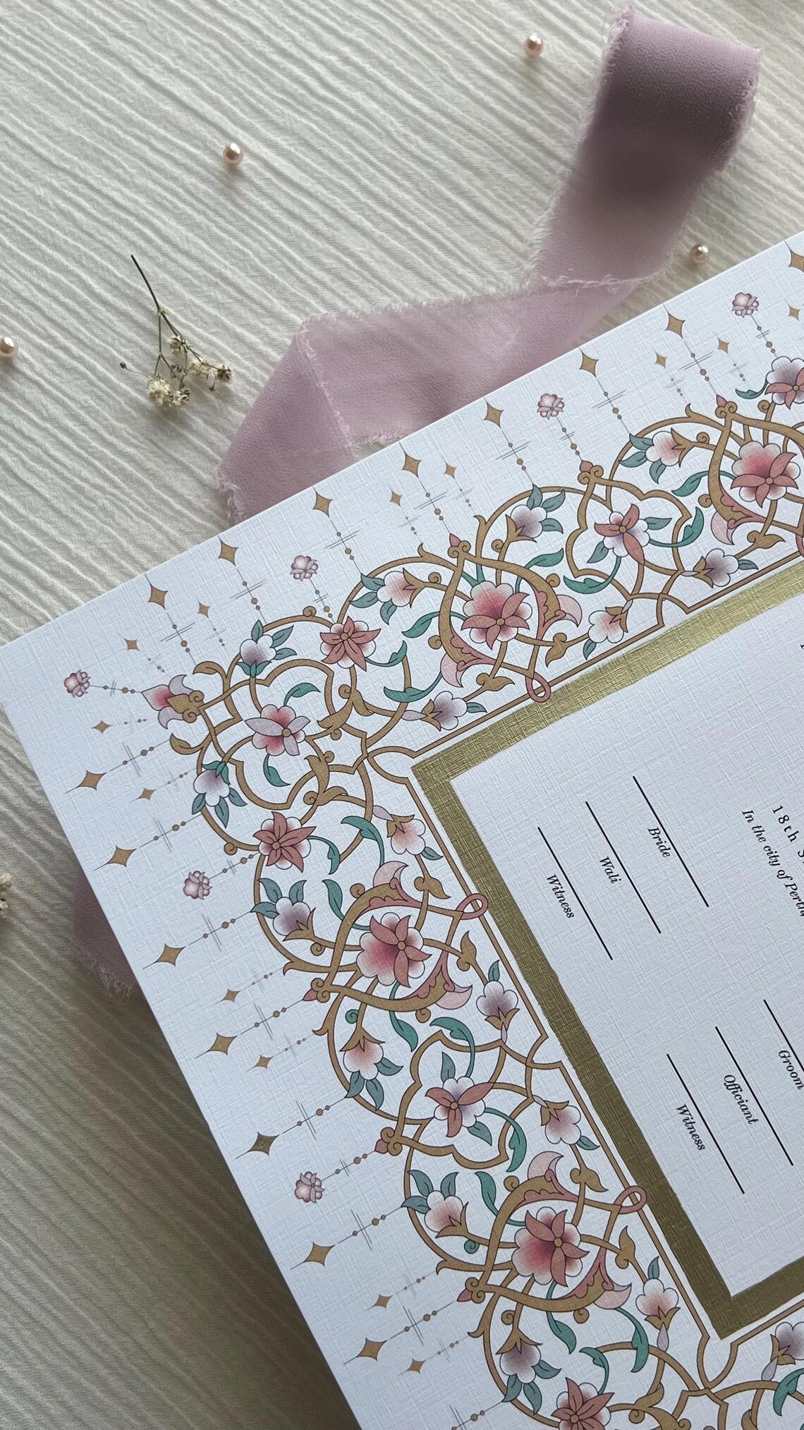 Personalized A3 Nikkah Certificate, Custom Muslim Wedding Decor ...