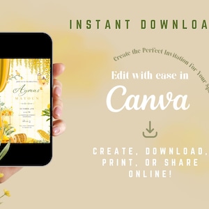 Elegant Floral Mayoun Invitation Template, Moroccan Mehndi Invite ...