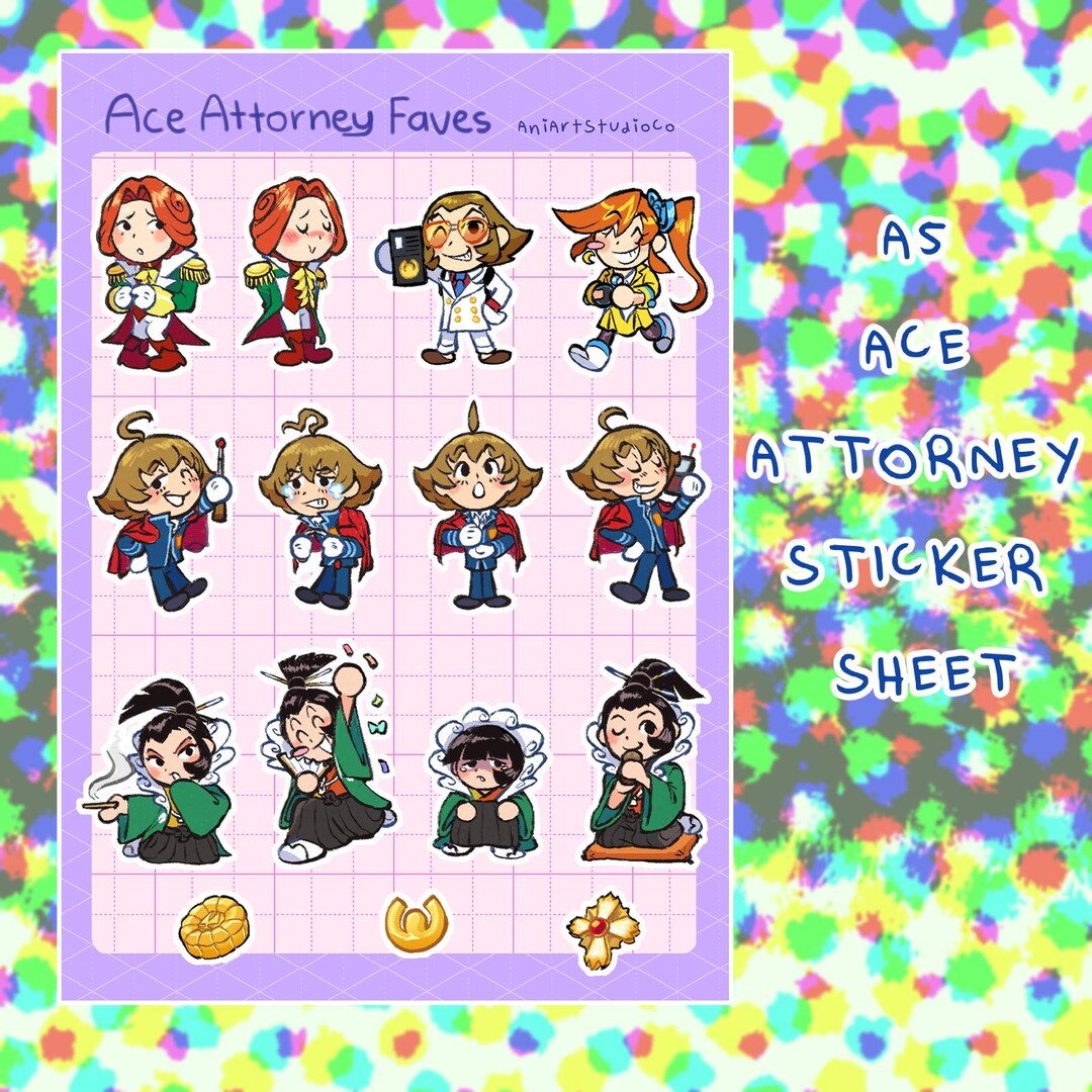 PREORDER* Ace Attorney A5 Sticker Sheet | My Faves Edition - Etsy