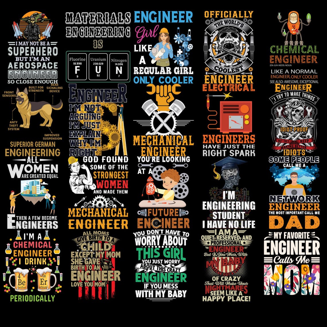 96 Engineer T-shirt Design Fonts Bundle | AI, EPS, JPG, Psd,svg,png ...