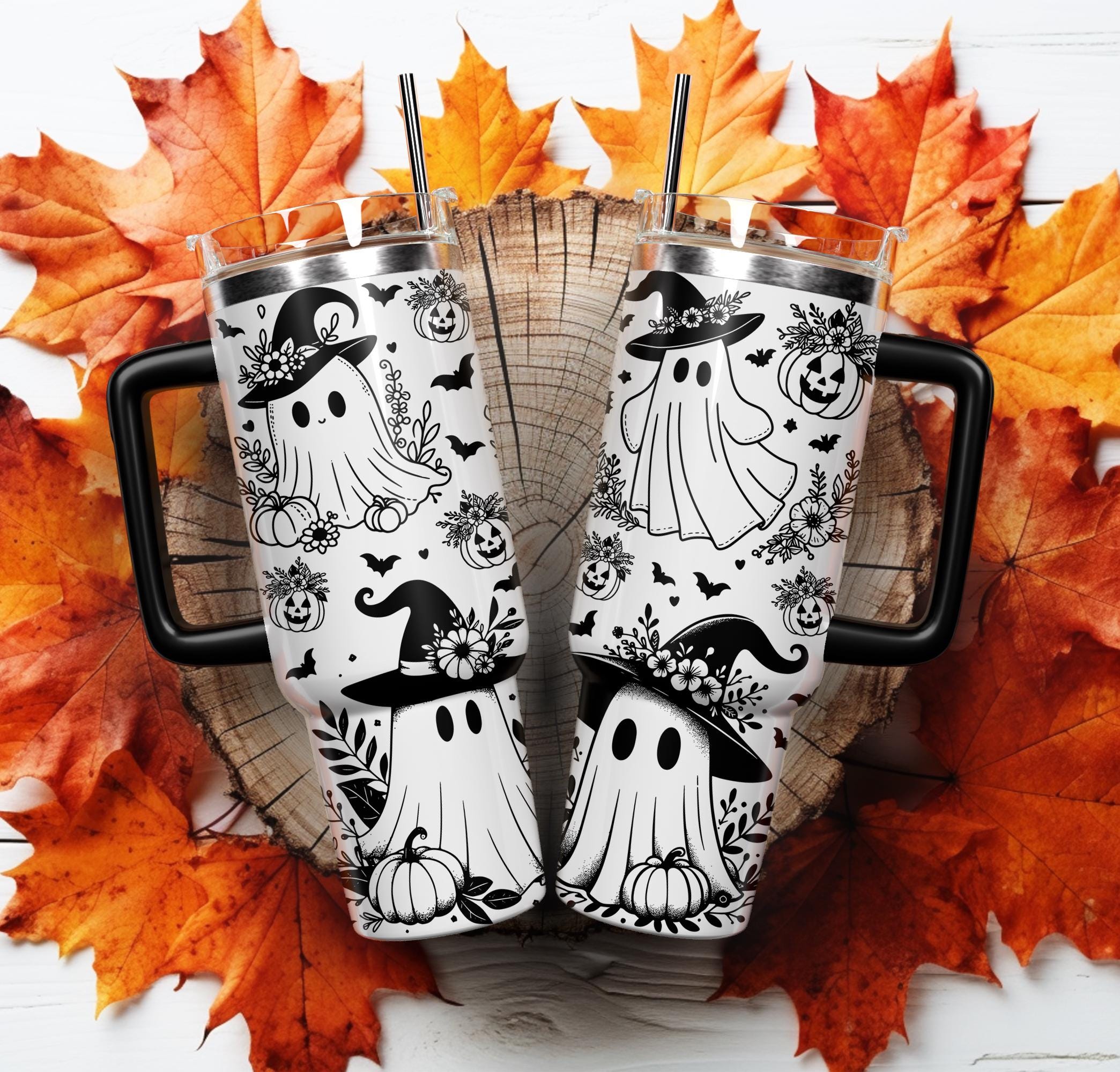 Halloween Cute Ghost Laser SVG Engraved 40oz Tumbler, Engraved Ghost ...