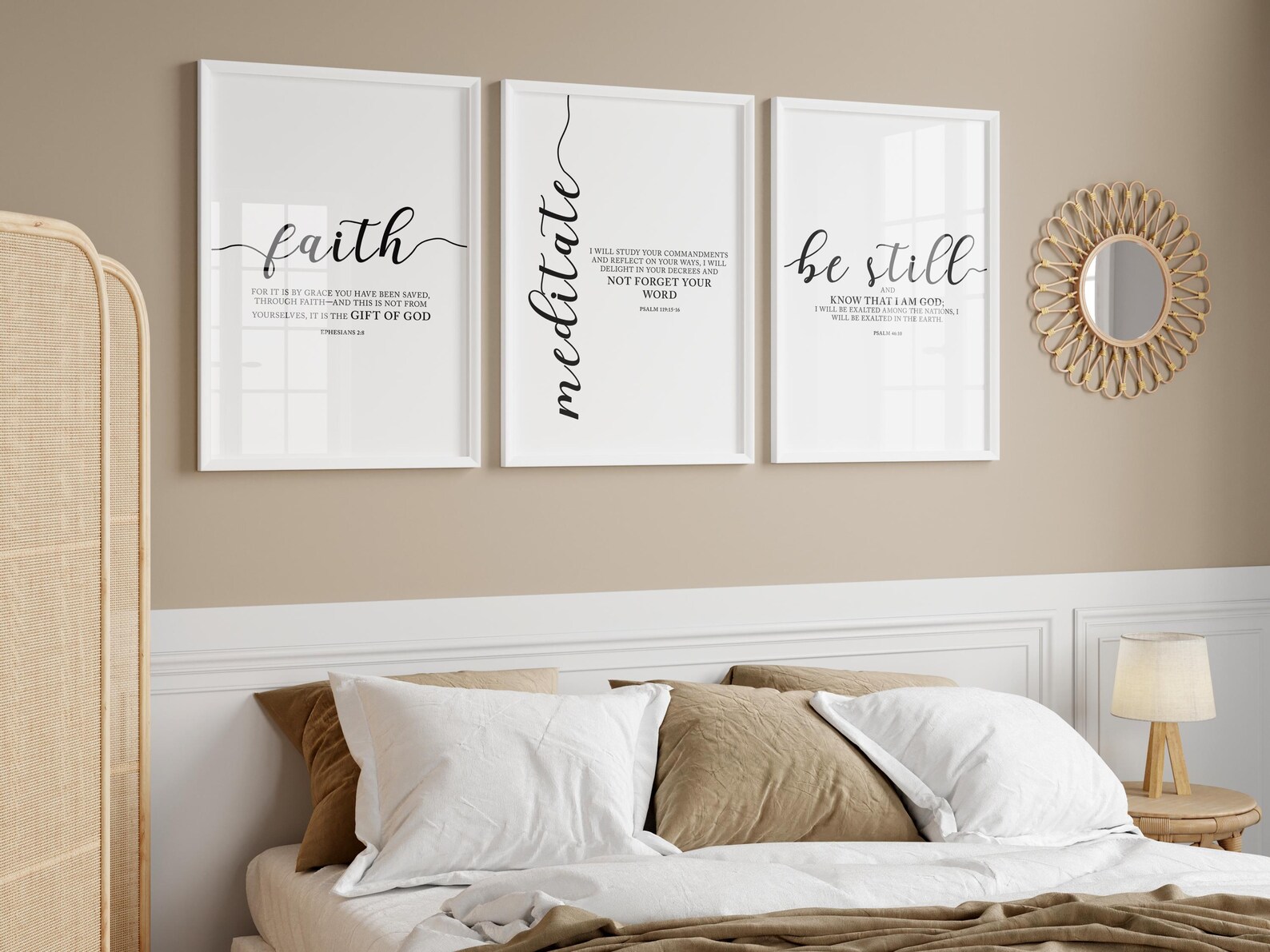 Bible Verse Prints: Black and White Scripture Wall Art Set (digital ...